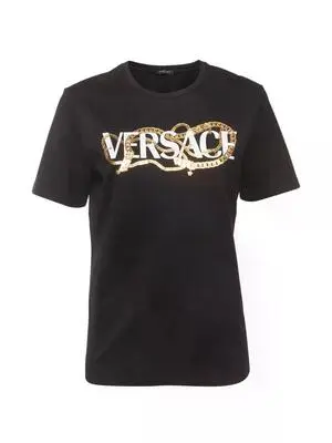 Versace Logo Chain-necklace-print T-shirt - Black