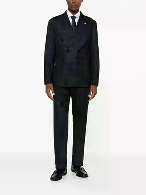 MANUEL RITZ Check-pattern Double-breasted Suit - Blue