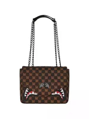 SPRAYGROUND Sharks In Paris Check-pattern Shark-mouth Shoulder Bag