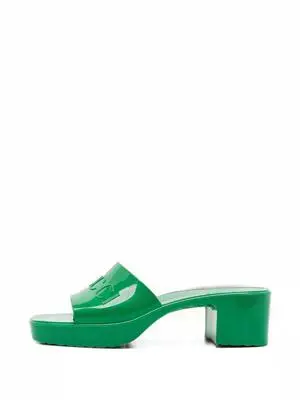 Gucci Logo Platform Slide Sandals - Green