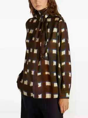 SLOWEAR Geometric-print Scarf-tie Blouse