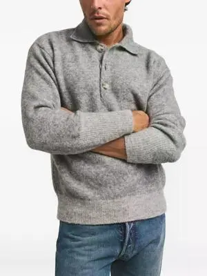 CESAR CASIER Alfie Polo-collar Sweater - Grey