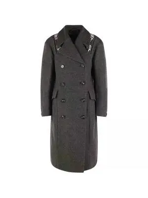 Simone Rocha Crystal-embellished Double-breasted Coat - Grey