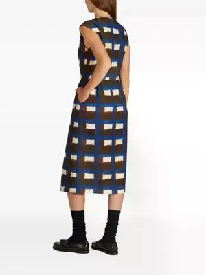 SLOWEAR Graphic-print Belted Midi Dress