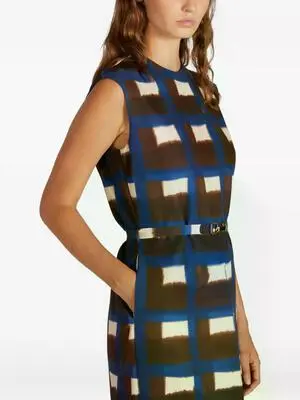 SLOWEAR Graphic-print Belted Midi Dress