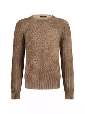 MOORER Dodecaltc Cable-knit Raglan-sleeve Sweater - Brown