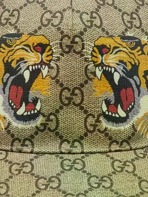 Gucci Tiger Print Gg Monogram Baseball Hat