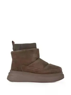 LINDA BAUMANN Quilted Suede Ankle Boots - Brown