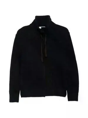 INTRECCI Ribbed-knit High-neck Cardigan - Blue