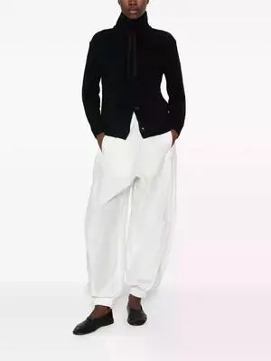 INTRECCI Ribbed-knit High-neck Cardigan