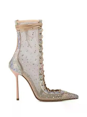 LE SILLA Crystal-embellished Lace-up Ankle Boots