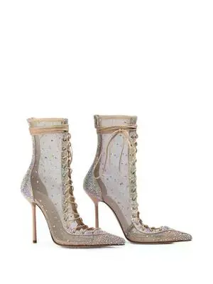 LE SILLA Crystal-embellished Lace-up Ankle Boots