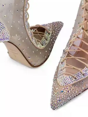 LE SILLA Crystal-embellished Lace-up Ankle Boots