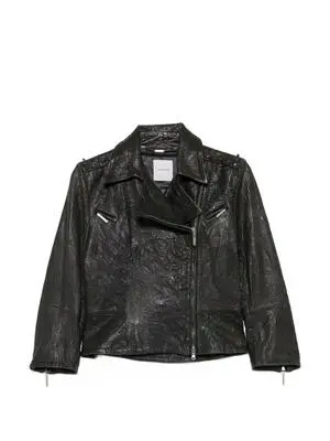 Costume National 2000s Crinkled-finish Biker Jacket