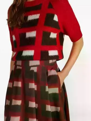 SLOWEAR Geometric-print Pleated Midi Skirt