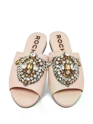 Rochas Crystal-embellished Leather Sandals