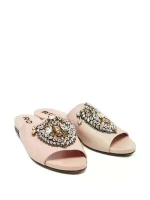 Rochas Crystal-embellished Leather Sandals