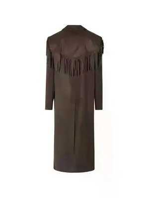 Federica Tosi Fringe-detail Cape-overlay Coat - Brown