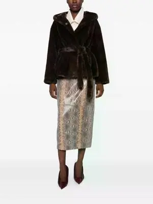 ZOE PARIS Belted Faux-fur Jacket