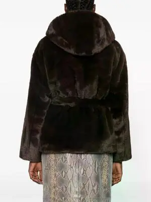 ZOE PARIS Belted Faux-fur Jacket