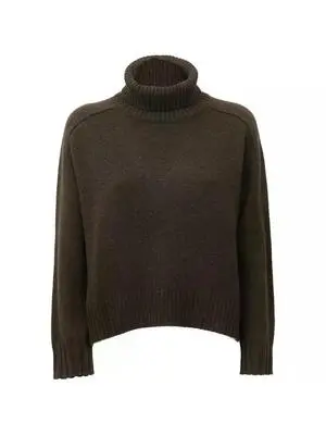 BEYOU Roll-neck Cashmere Sweater - Brown