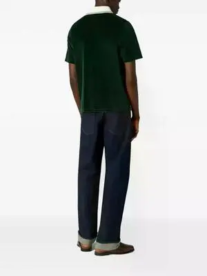 Casablanca Brown Stripe Velour Short-sleeve Polo Shirt
