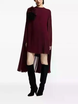Essentiel Antwerp Kaydence Cape-overlay Gathered-back Asymmetric Mini Dress