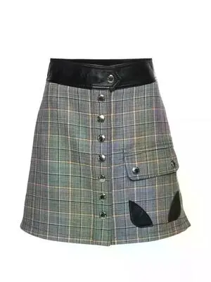 LOUIS VUITTON Plaid-pattern Buttoned Skirt - Grey