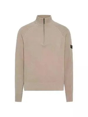Peuterey Crivelli Rivelli Quarter-zip Logo-patch Sweater - Neutrals