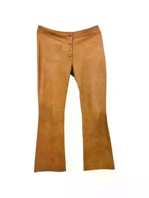 Dior 2002 Floral-embossed Leather Cropped Trousers