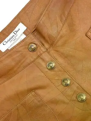 Dior 2002 Floral-embossed Leather Cropped Trousers