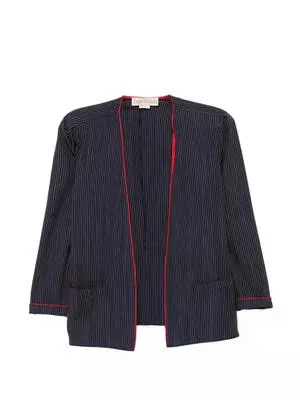 Versace 1980s Pinstripe-print Open-front Jacket - Blue