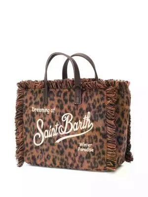 MC2 SAINT BARTH Mini Vanity Felt Bag With Leopard Print - Brown