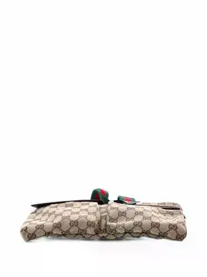 Gucci Vintage Double Gg Canvas With Leather Small Belt Bag - Brown