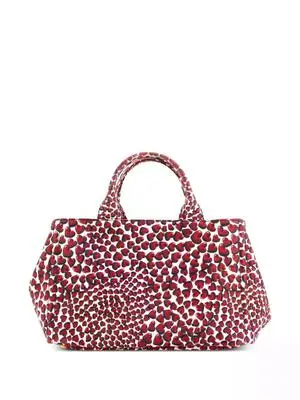 Prada Canapa Convertible Printed Canvas Medium Tote Bag - Multicolour