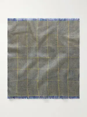 Anderson & Sheppard Frayed Checked Cashmere-twill Pocket Square