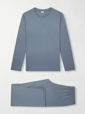 Zimmerli Sea Island Cotton-jersey Pyjama Set - Blue