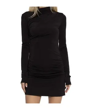 Off-White Draped Long-sleeved Dress