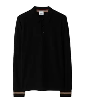 Burberry Long-sleeve Wool Polo Shirt - Black