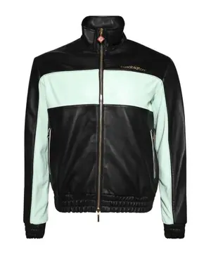Casablanca Logo Zip-up Leather Jacket - Black