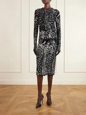 TOM FORD Leopard Print Midi Skirt