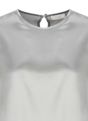 Peserico Beaded-cuff Silk Blouse