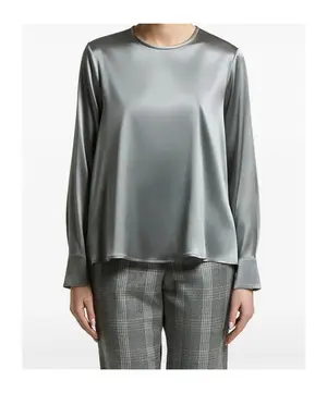 Peserico Beaded-cuff Silk Blouse