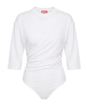 DIESEL® Ruched Three-quarter Sleeve Bodysuit - White