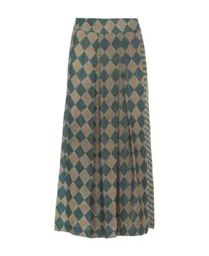 UMA WANG Color-matched Geometric Pattern Skirt - Green