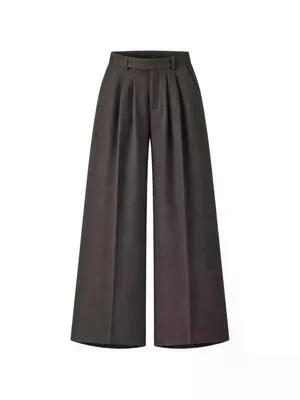 LE SULLY STUDIO Pleated Wide-leg Trousers - Brown