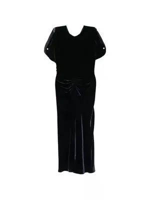 Victoria Beckham Bela Ruched Velvet Midi Dress - Blue