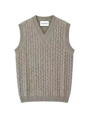 AMARANTO Cable-knit V-neck Vest - Grey