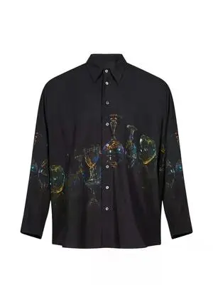 MAGLIANO Glass-print Long-sleeve Shirt - Black