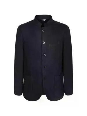 Boglioli Herringbone-weave High-neck Blazer